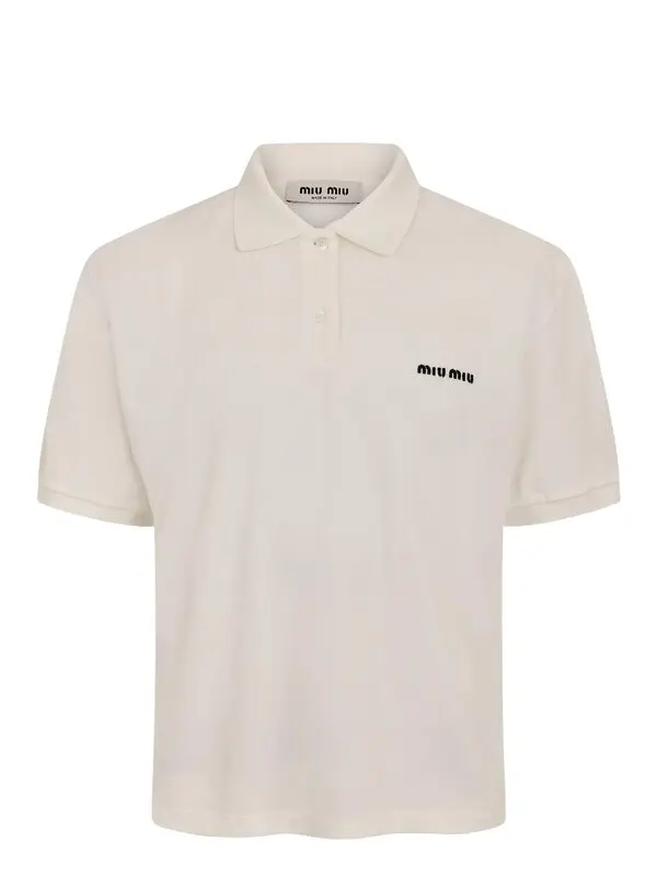Miu Miu Off- Short-sleeve Polo Shirt - White