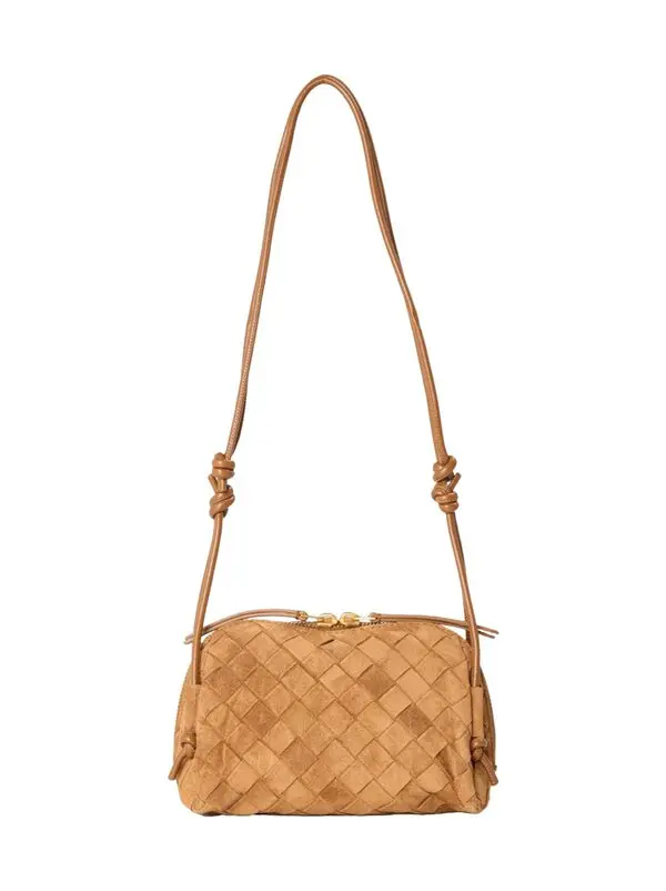 Bottega Veneta Woven Suede Crossbody Bag - Brown