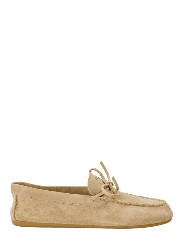 Miu Miu Suede Loafers With Bow Detailing - Nude