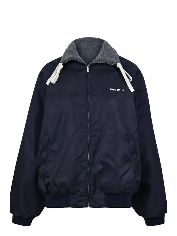 Miu Miu Zip-up Nylon Bomber Jacket - No
