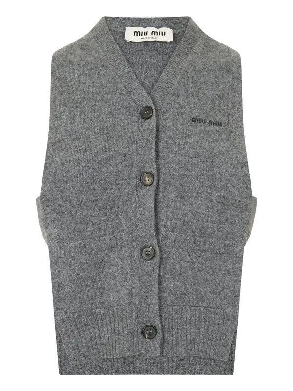 Miu Miu Grey Knitted Sweater Vest - Gray