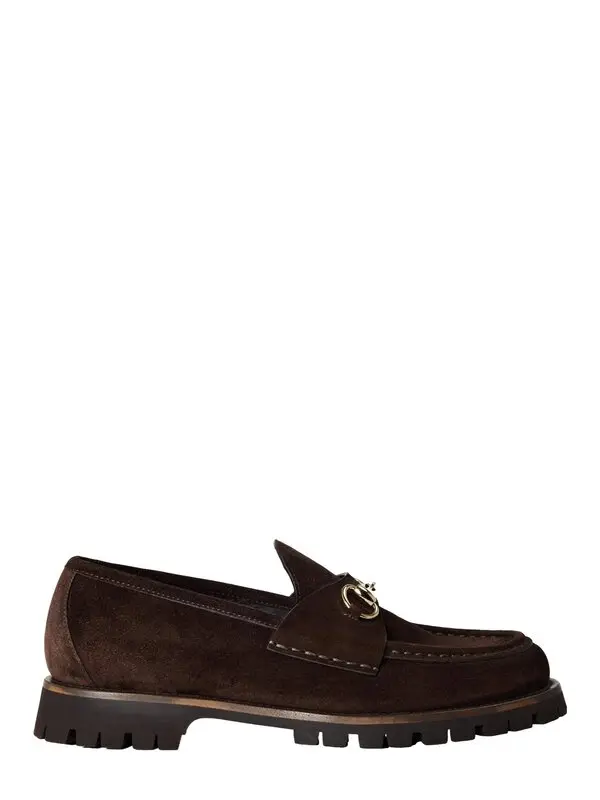 Gucci Suede Slip-on Loafers With Horsebit Detail - Brown