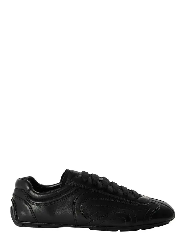 Prada Montacarlo Leather Low-top Trainers - Black