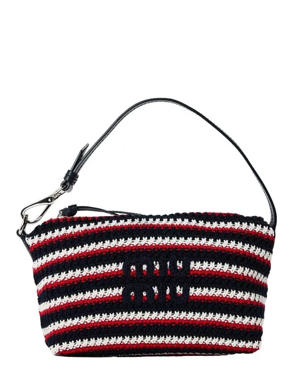 Miu Miu Striped Shoulder Bag - Black