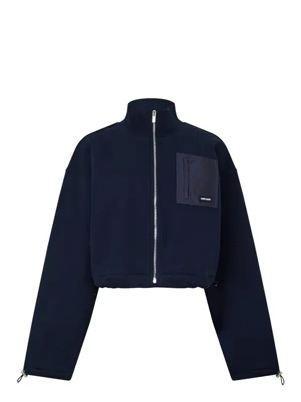 Miu Miu Cropped Zip-up Fleece Jacket - Black