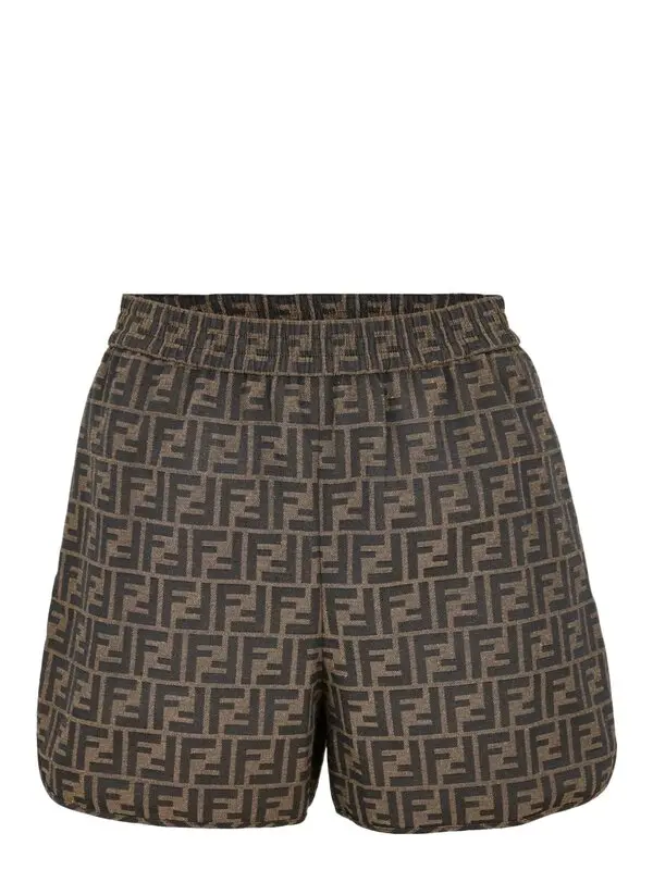 Fendi Ff Monogram Canvas Shorts - Black