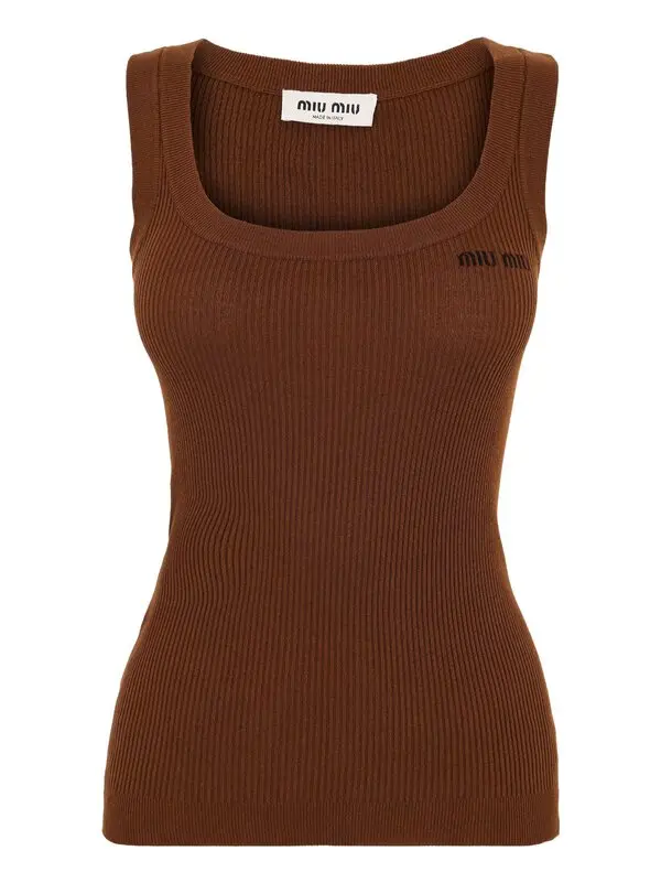 Miu Miu Ribbed Knit Vest - Brown