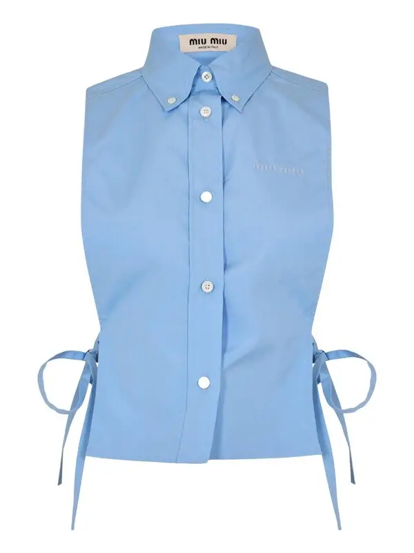 Miu Miu Sleeveless Shirt With Ties - Blue