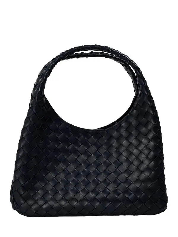 Bottega Veneta Woven Leather Bag With Top Handle - Black