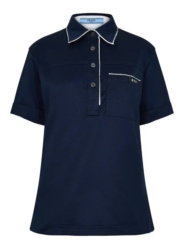 Prada Navy Short-sleeved Polo Shirt - Black