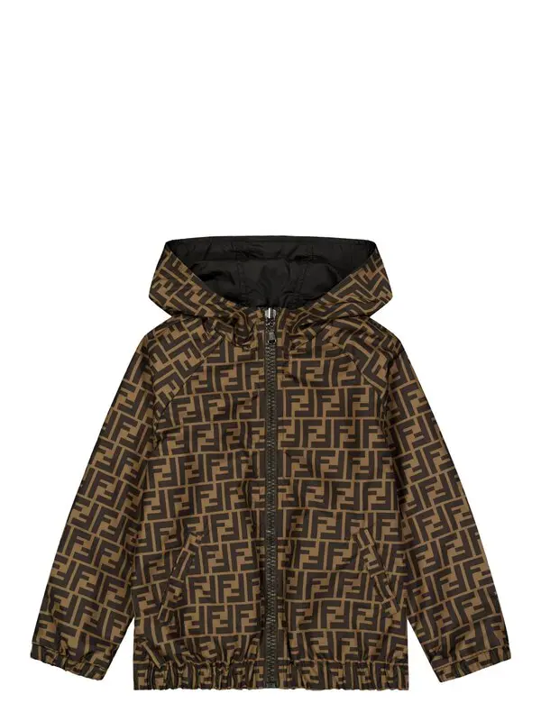 Fendi All-over Logo Print Hooded Jacket - Black