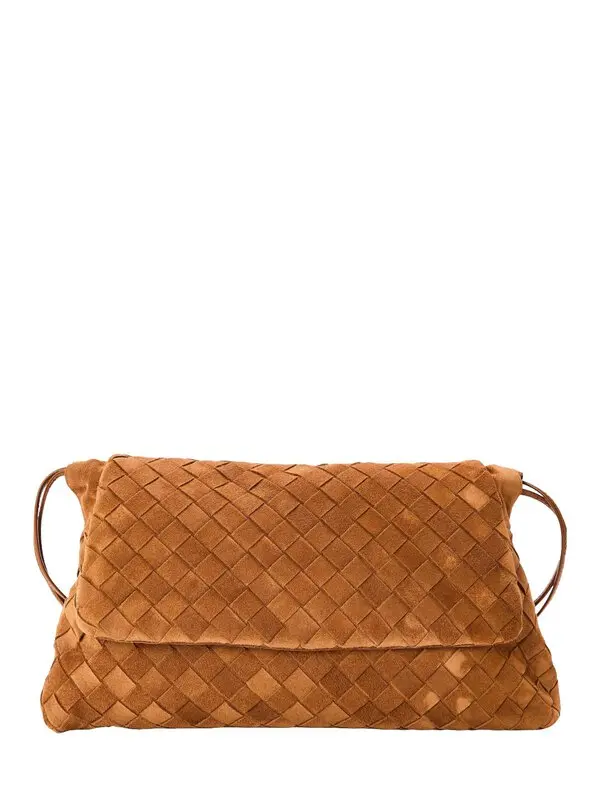 Bottega Veneta Suede Woven Crossbody Bag - Brown