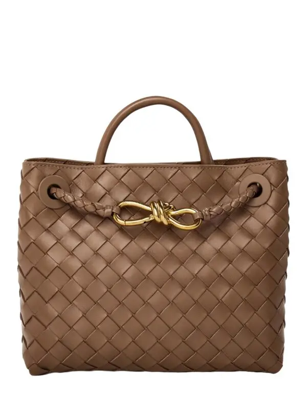 Bottega Veneta Woven Shoulder Bag With Knot Detail - Brown