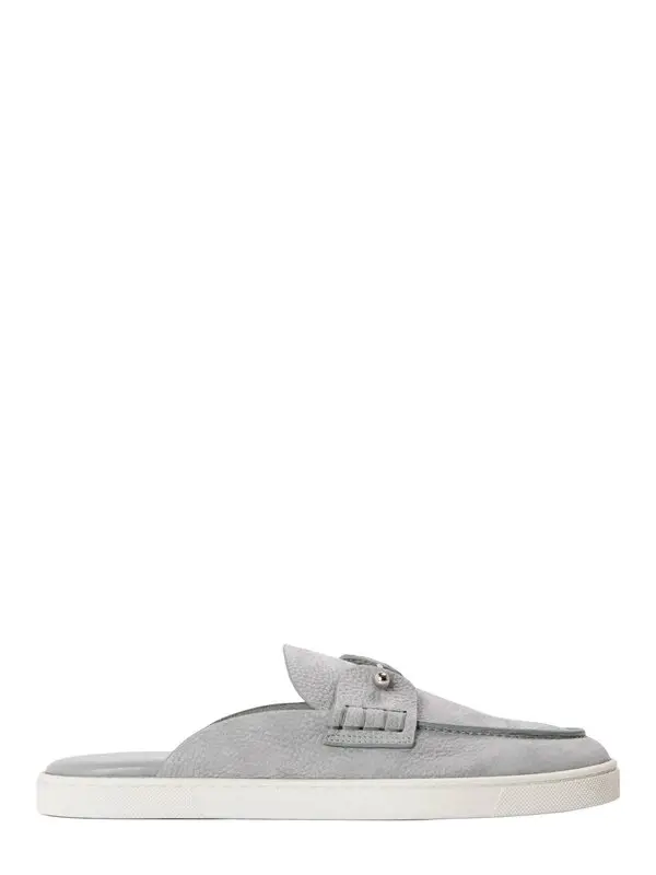 CHRISTIAN LOUBOUTIN Grey Leather Slip-on Clogs With Buckle Detail - Gray