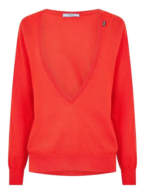 Prada V-neck Jumper - Red