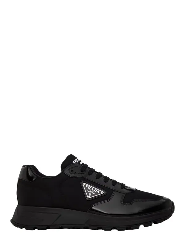 Prada Re-nylon Triangle Logo Lace-up Sneakers - Nero