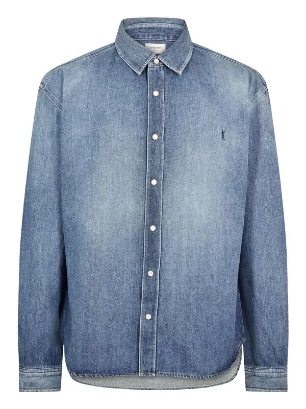 Saint Laurent Light Faded Denim Button-up Shirt - Blue