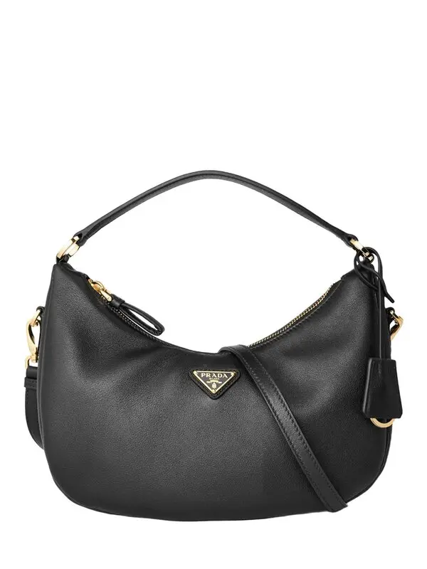 Prada Leather Hobo Bag - Black