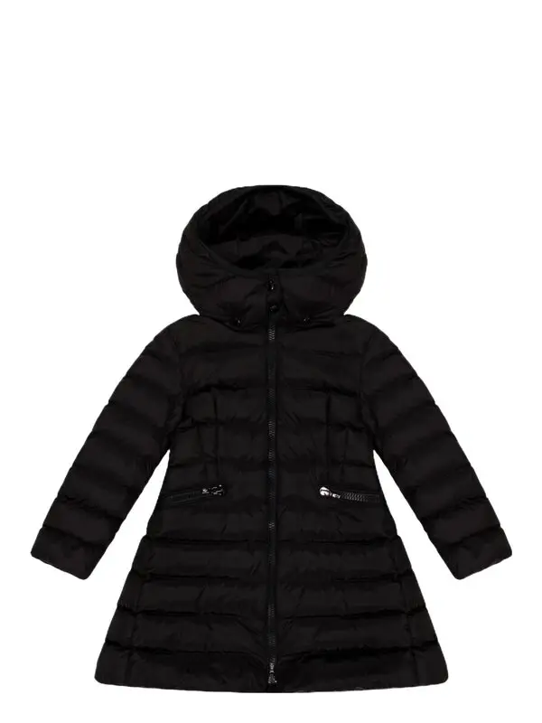 Moncler Quilted Long Down Jacket With Hood - Black