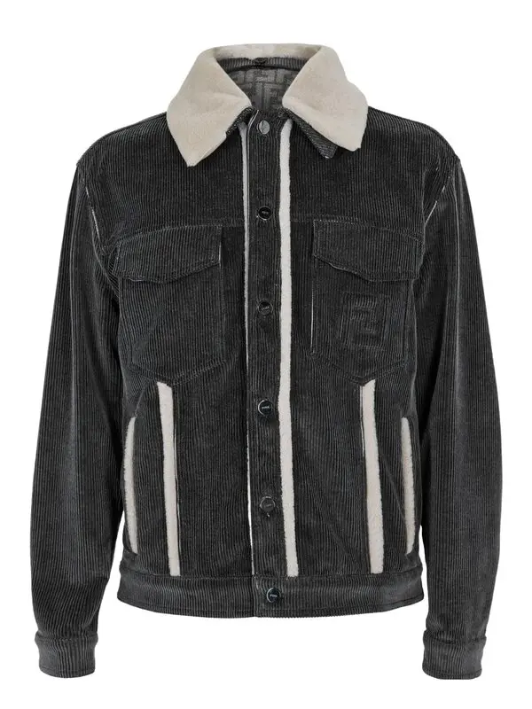Fendi Corduroy Sherpa Jacket - Black