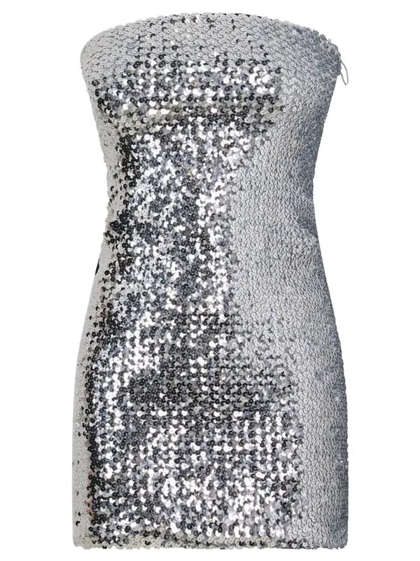 Gucci Sequined Strapless Mini Dress - Gray
