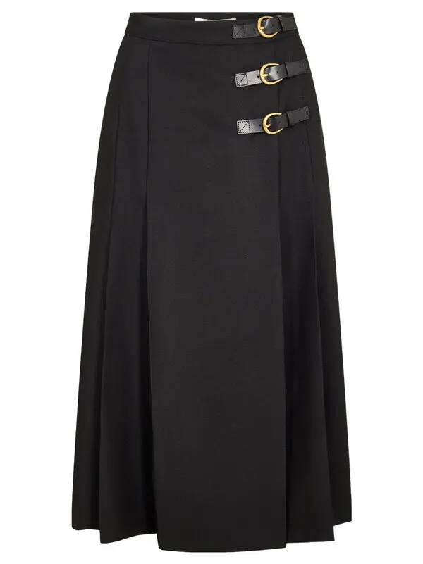 Chloé Midi Skirt With Buckle Detail - Black