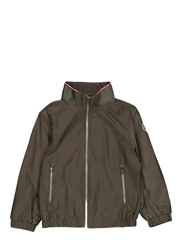 Moncler Logo Patch Zip-up Jacket - Brown