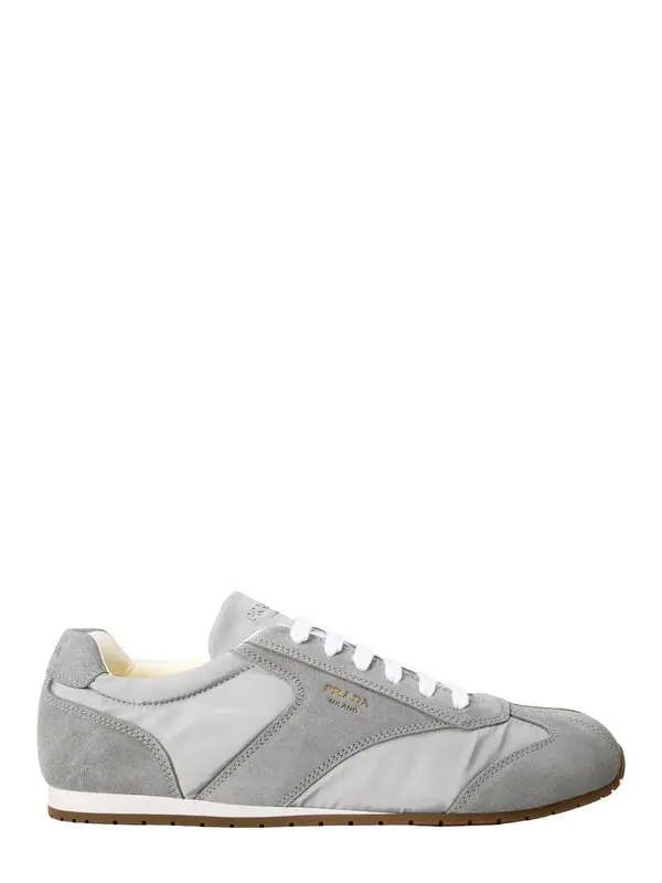 Prada Lace-up Suede And Nylon Sneakers - Gray