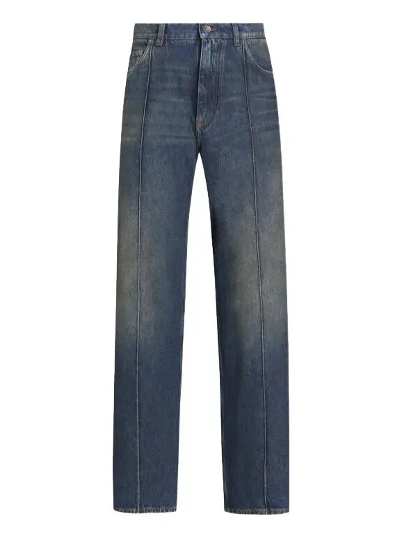Dolce & Gabbana Denim Trousers With Button Fastening - Blue