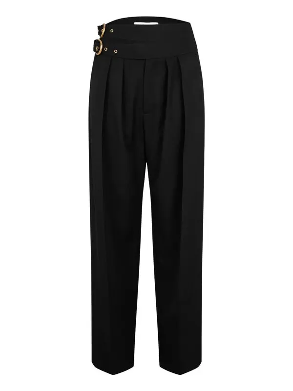 Chloé High-waisted Straight Cropped Trousers - Black