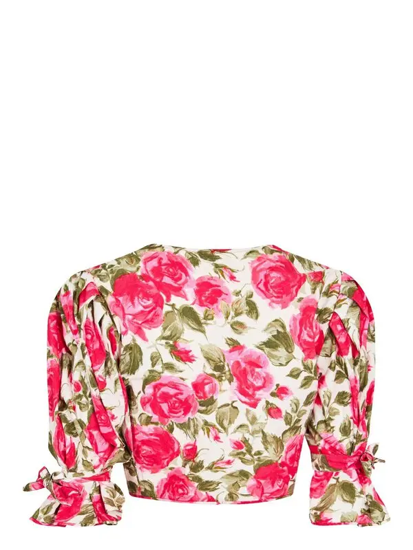 Chloé Puff Sleeve Blouse With Adjustable Ties - Multicolor