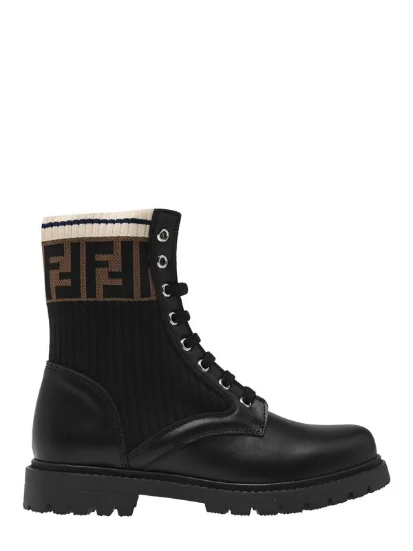 Fendi Ankle Boots With Ff Jacquard Branding - Black