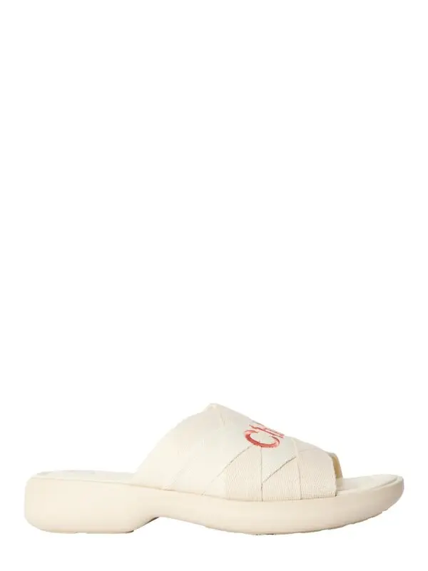 Chloé Flat Logo Sandals - White