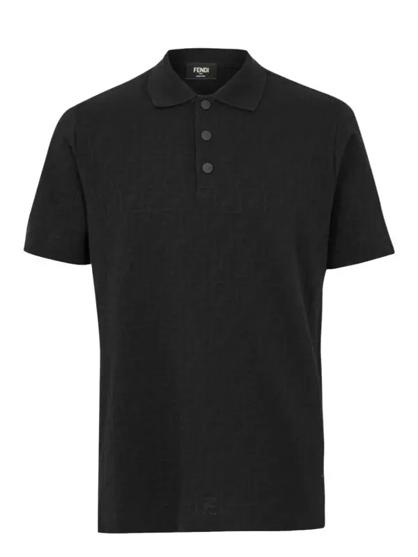 Fendi Monogram Ff Short-sleeve Polo Shirt - Black