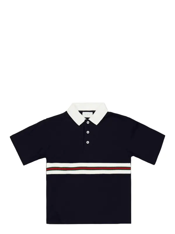 Gucci Short-sleeved Polo Shirt With Striped Pattern - Black