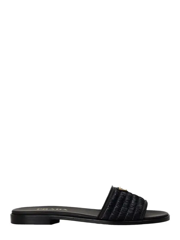 Prada Logo Open-toe Slippers - Black