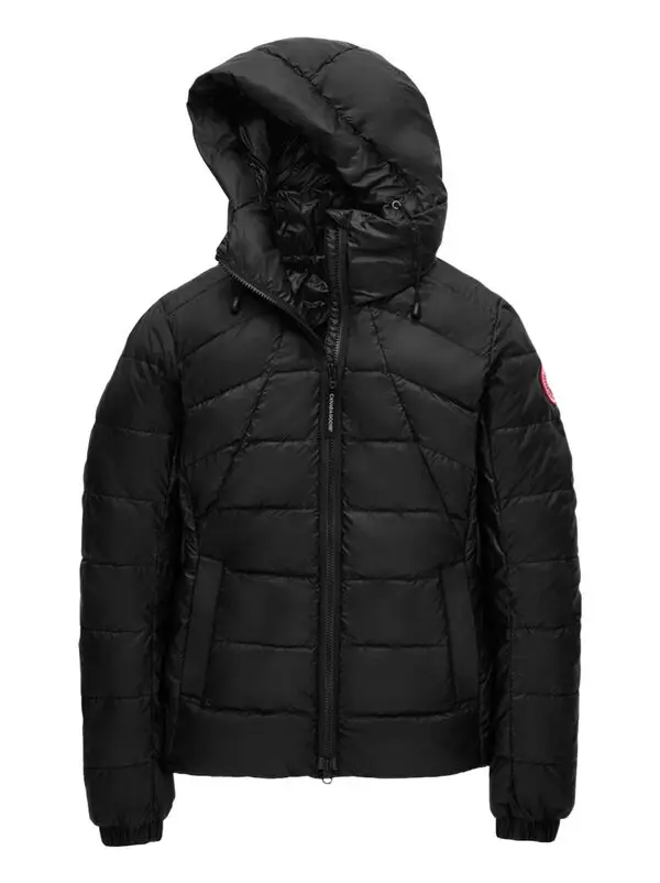 Canada Goose Down Jacket With Drawstring Hood And Logo Patch - Black