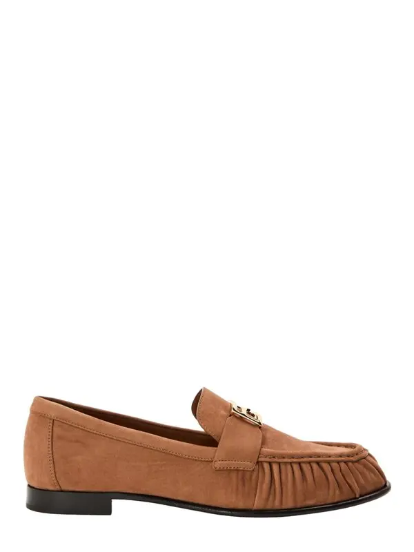 Fendi Front Logo Loafers - Brown