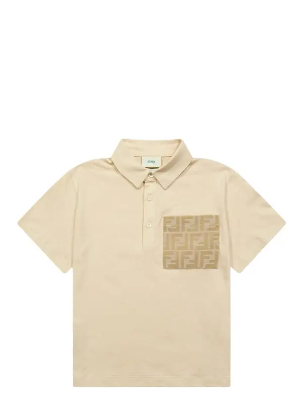 Fendi Logo Detail Short Sleeve Polo Shirt - Nude