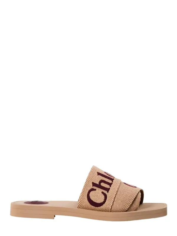 Chloé Logo Flat Slides - Nude