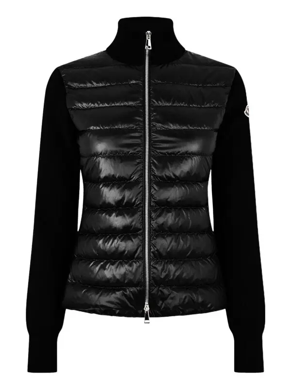 Moncler Zipper Down Jacket With Funnel Neck - Black