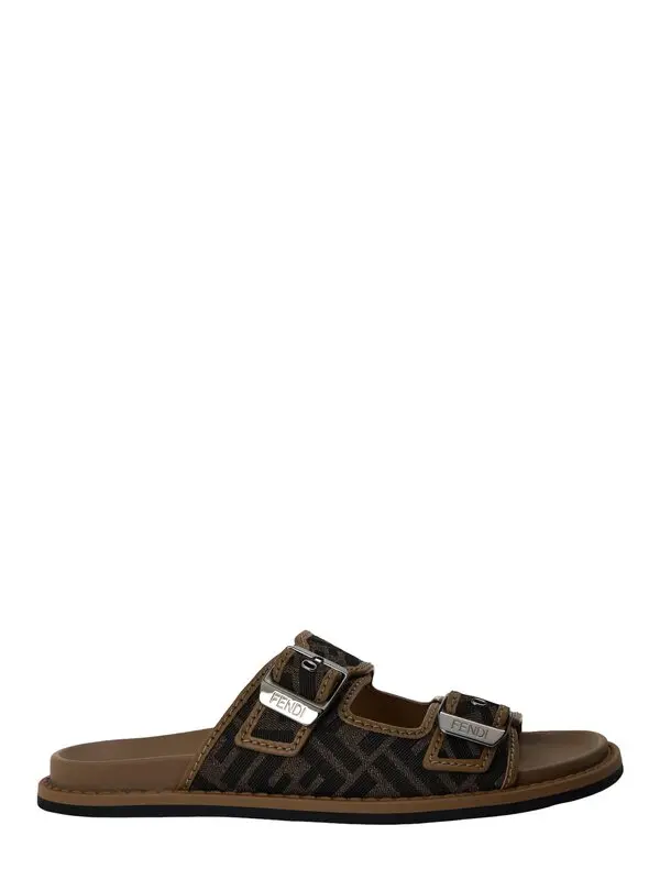 Fendi Flat Sandals With Buckle Detail - Black