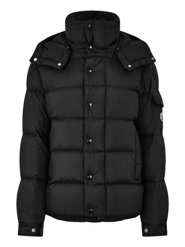 Moncler Cropped Down Jacket With Detachable Hood - Black