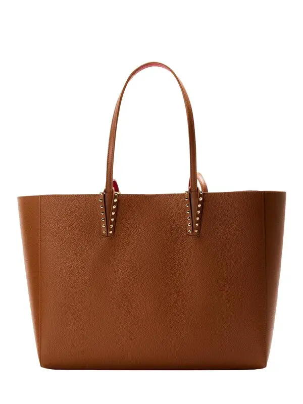CHRISTIAN LOUBOUTIN Cabata Leather Tote Bag With Stud Embellishments - Brown