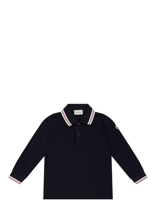 Moncler Logo Long Sleeve Polo Shirt - Black