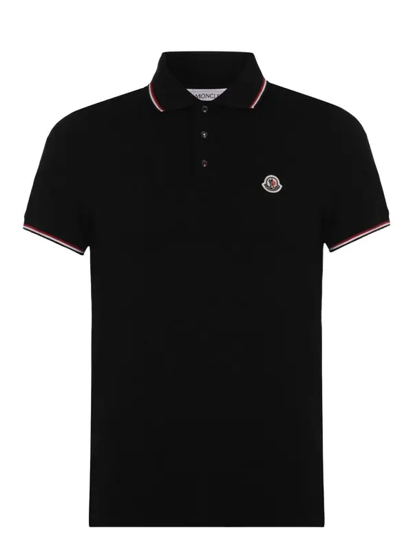 Moncler Logo Short Sleeve Polo Shirt - Black