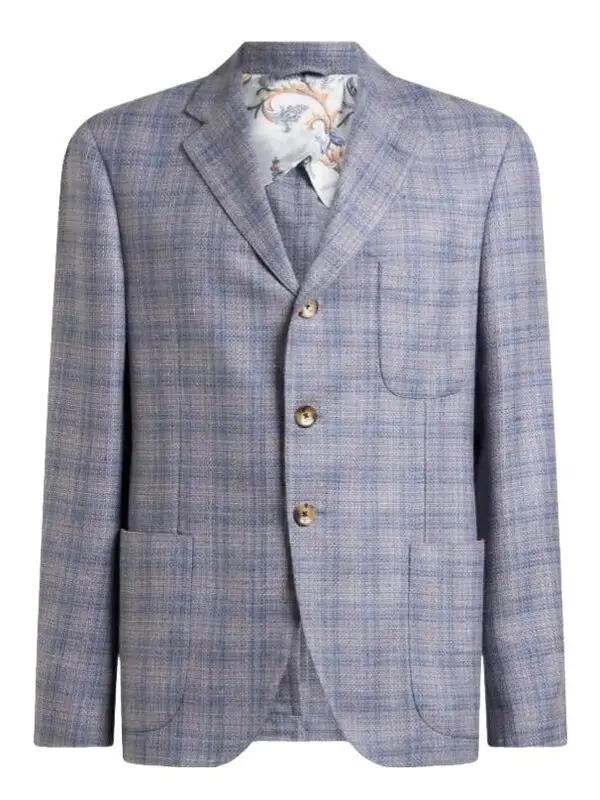 Etro Checked Single-breasted Blazer - Gray