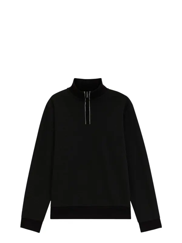 Hugo Boss Half-zip Micro-textured Sweatshirt - Black
