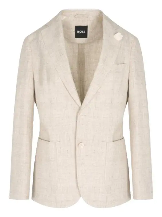 Hugo Boss Single-breasted Linen-blend Blazer - Nude