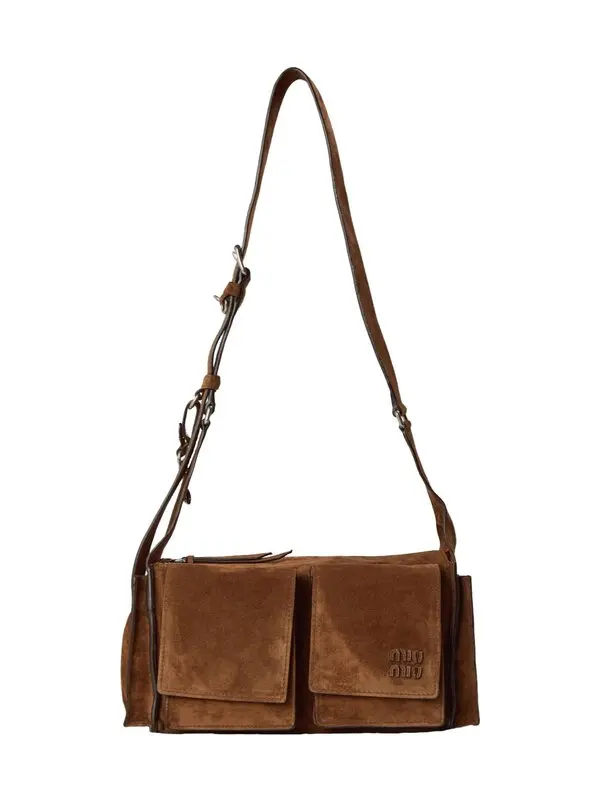 Miu Miu Utilitaire Suede Shoulder Bag - Brown